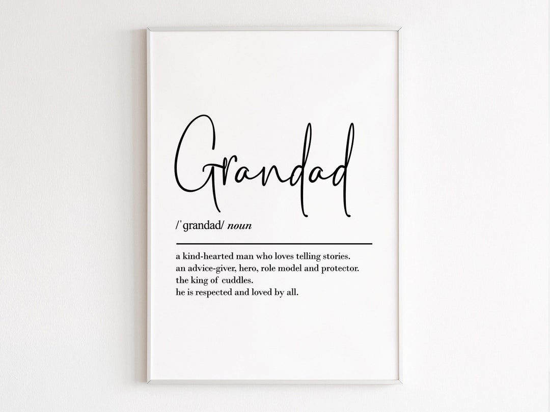 Grandad Definition, Printable Wall Art, Digital Download, Grandad Gift ...