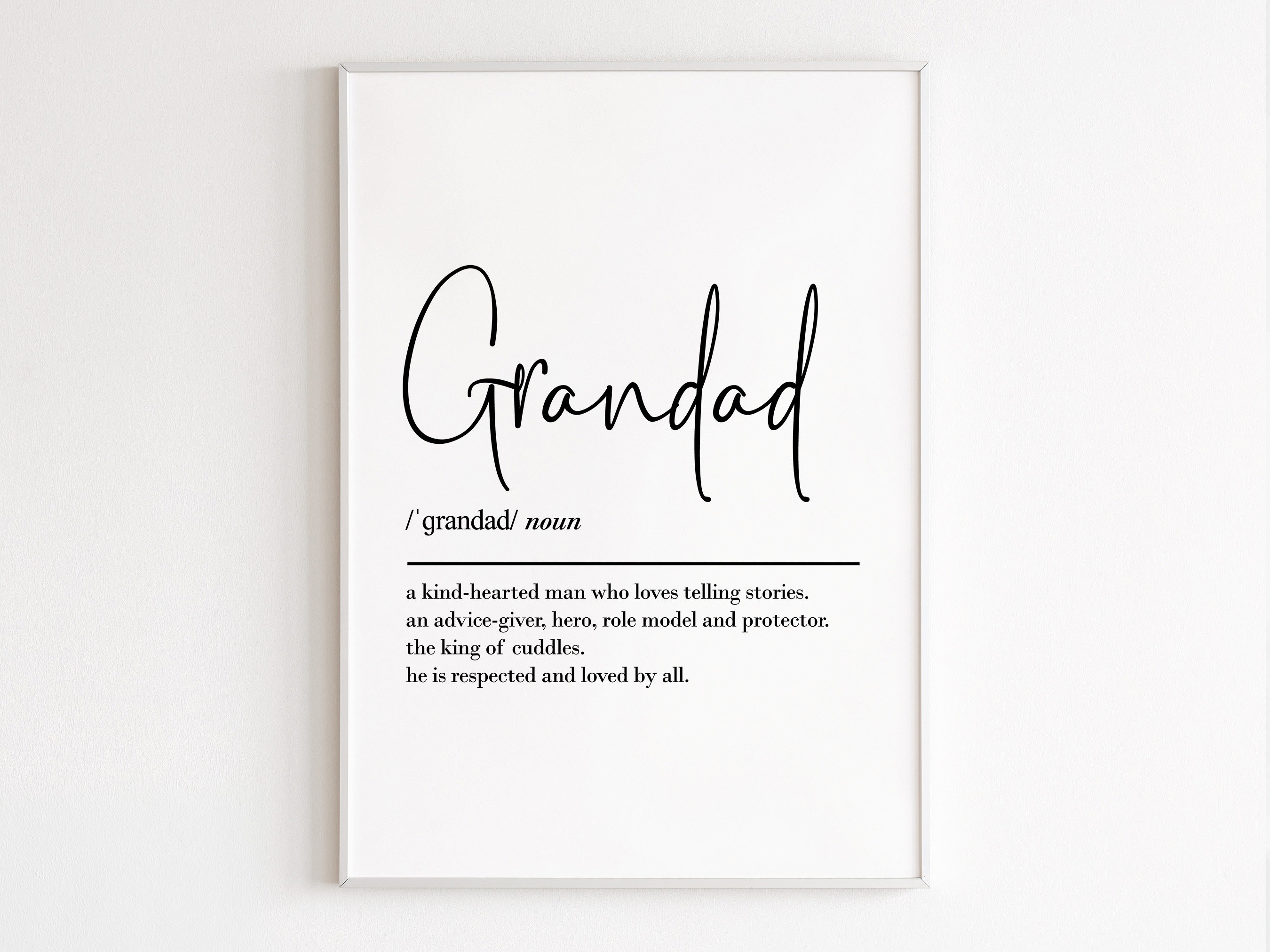 Grandad Definition, Printable Wall Art, Digital Download, Grandad Gift ...