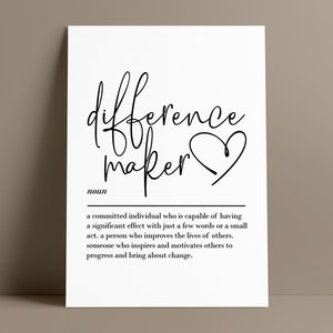 Difference Maker Definition, Printable Wall Art, Digital Download ...