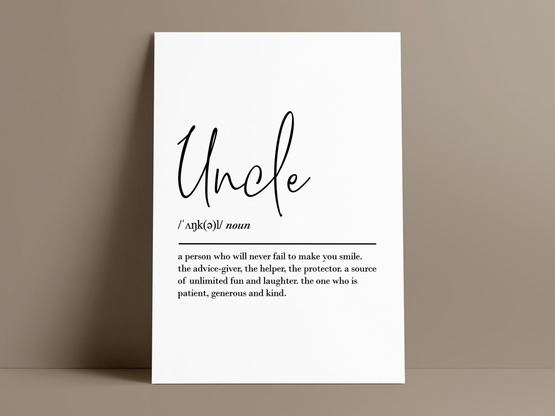 Uncle Definition, Printable Wall Art, Digital Download, Uncle Gift ...