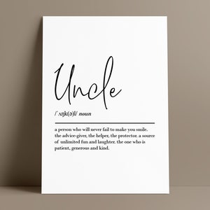 Uncle Definition, Printable Wall Art, Digital Download, Uncle Gift ...