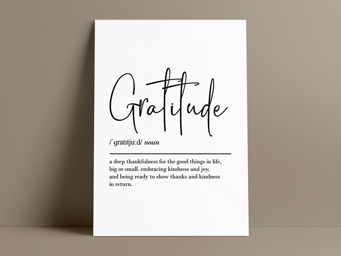Gratitude Definition, Printable Wall Art, Digital Download, Gratitude ...