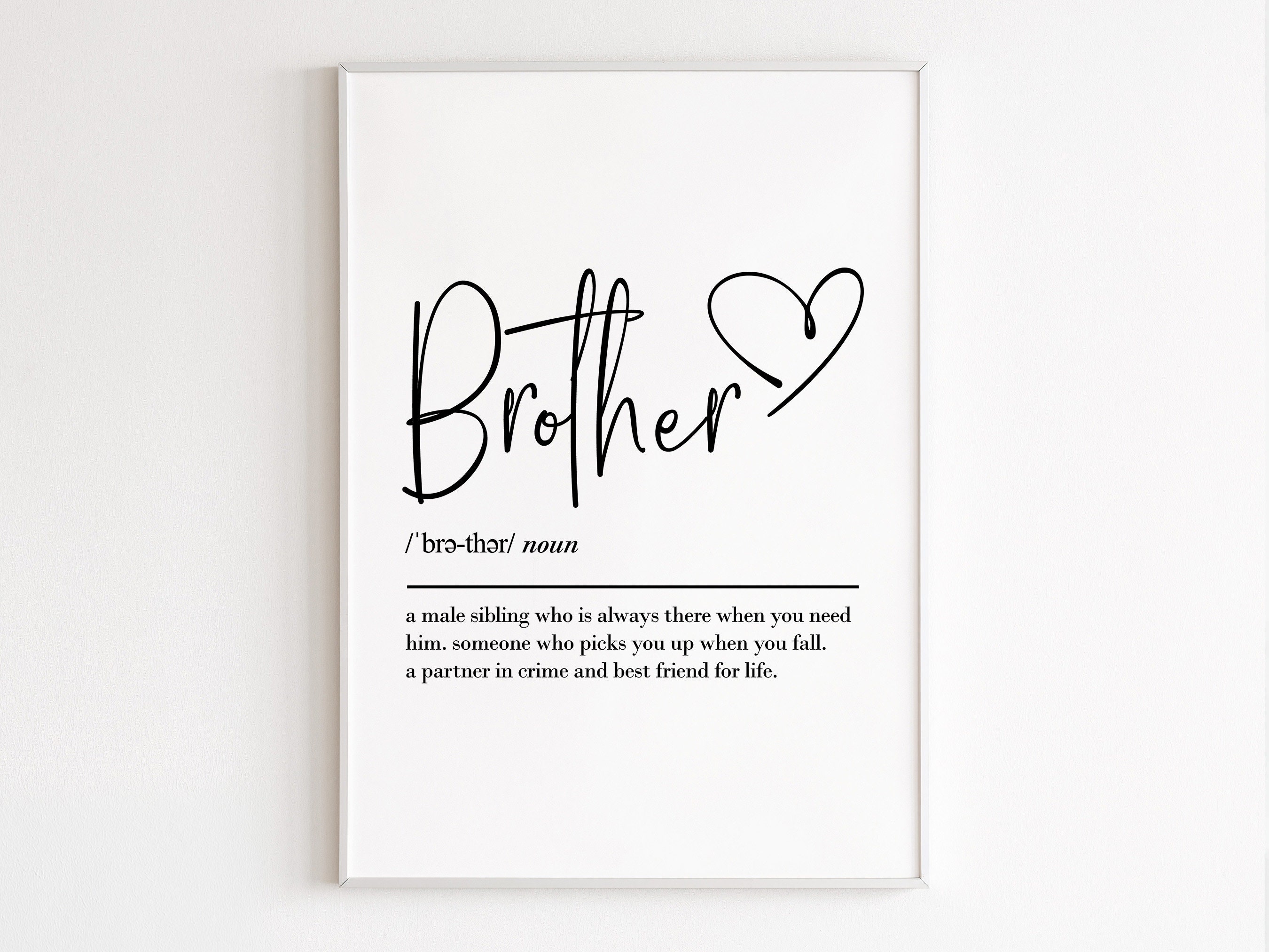 Brother Definition, Printable Wall Art, Digital Download, Brother Gift ...