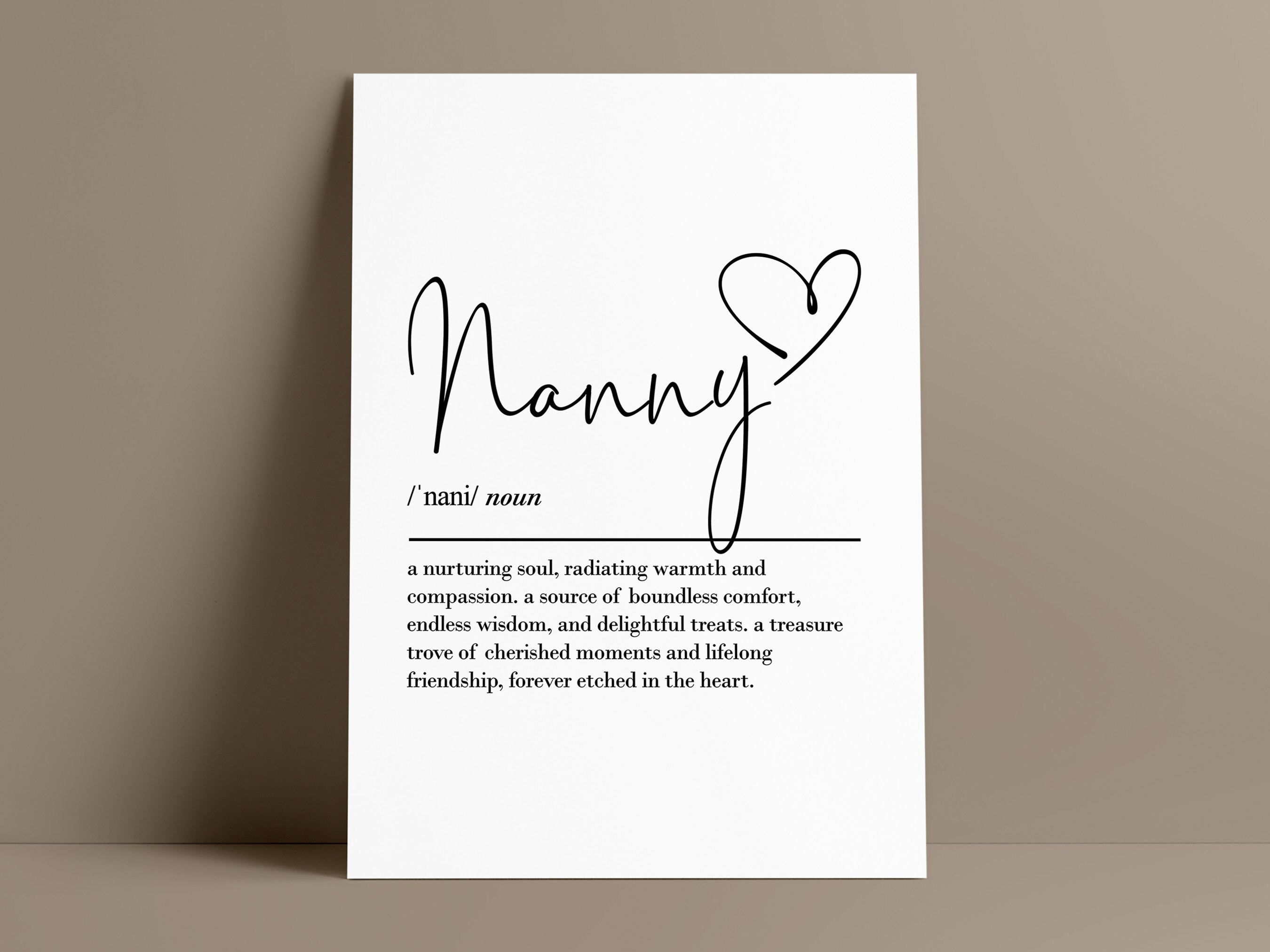 Nanny Definition, Printable Wall Art, Digital Download, Nannie Gifts ...