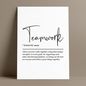 Teamwork Definition, Printable Wall Art, Digital Download, Work Bestie ...