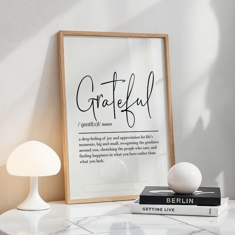 Grateful Definition, Printable Wall Art, Digital Download, Thank You ...