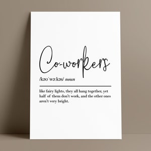 Coworkers Definition, Printable Wall Art, Digital Download, Coworkers ...