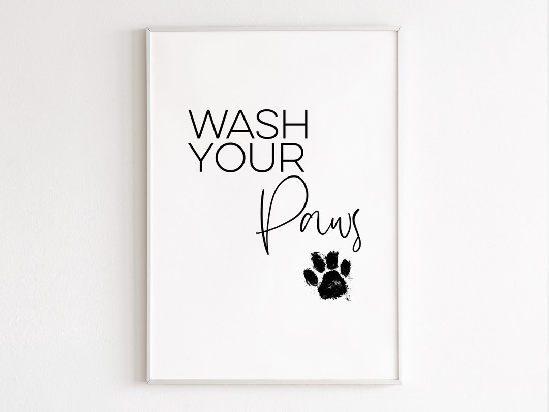 Wash Your Paws, Printable Wall Art, Digital Download, Cat Print, Dog ...