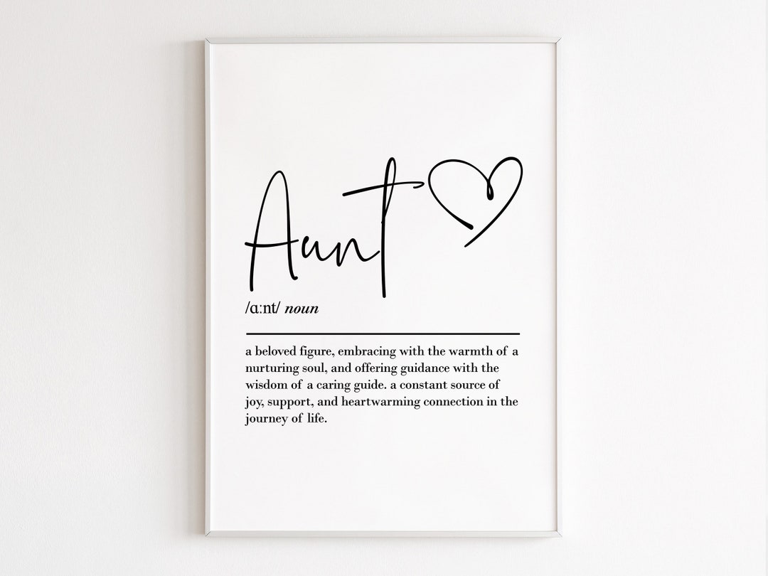 Aunt Definition, Printable Wall Art, Digital Download, Aunt Gift ...