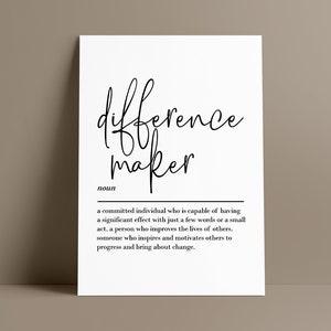 Difference Maker Definition, Printable Wall Art, Digital Download ...