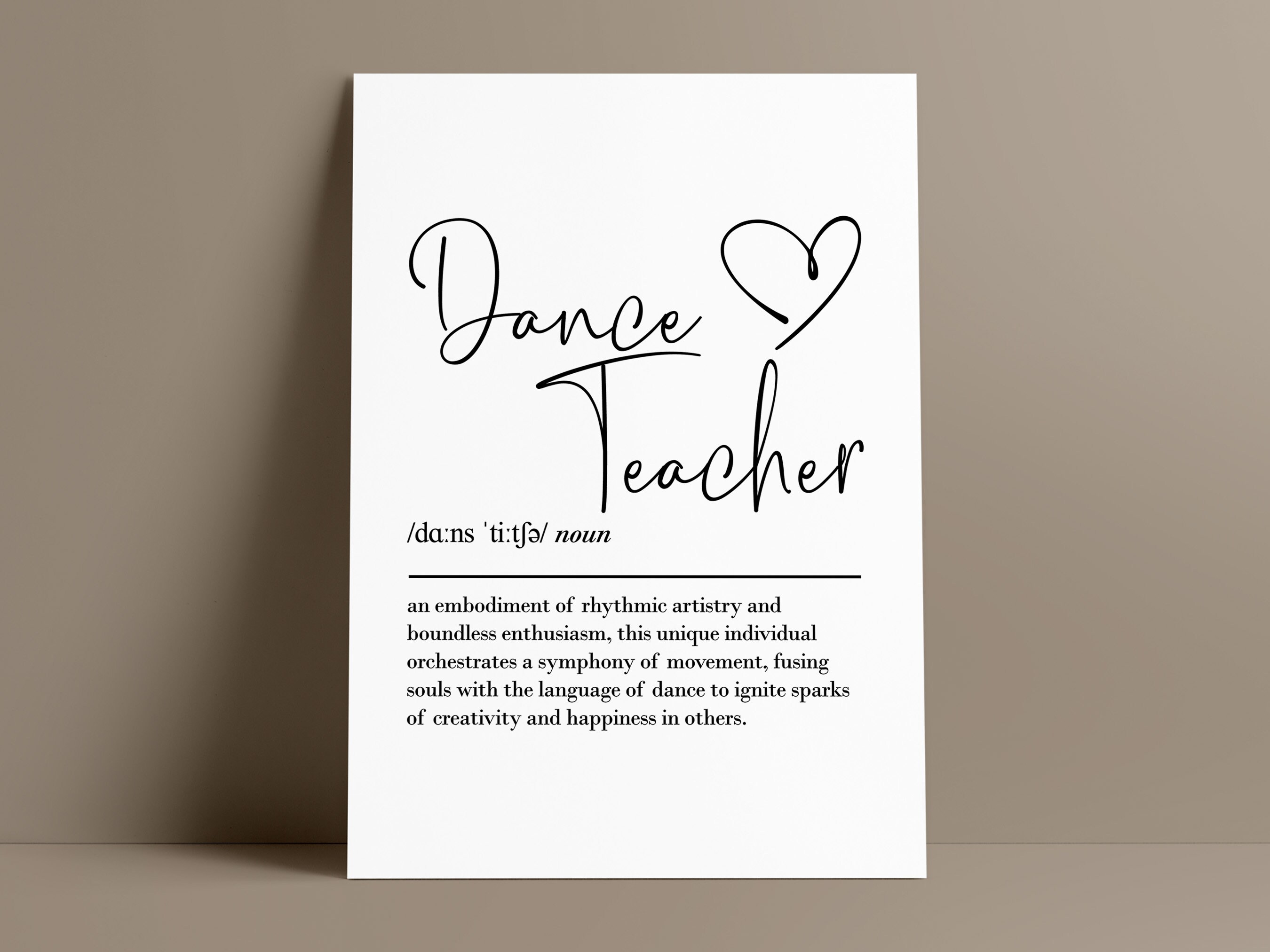 Dance Teacher Definition, Printable Wall Art, Digital Download, Dancer ...