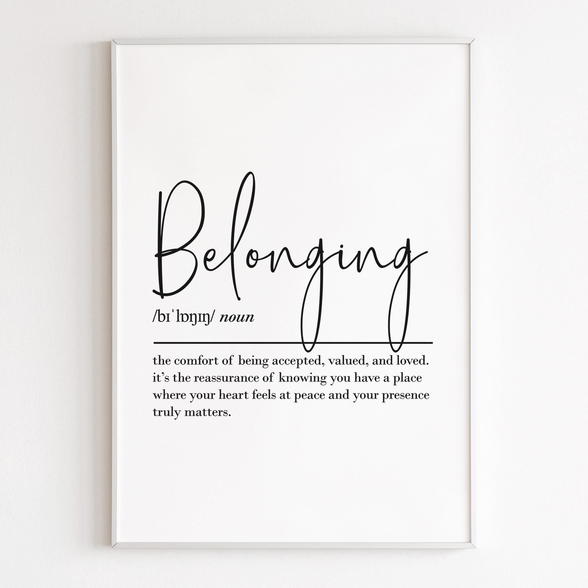 Belonging Definition, Printable Wall Art, Digital Download, Family ...