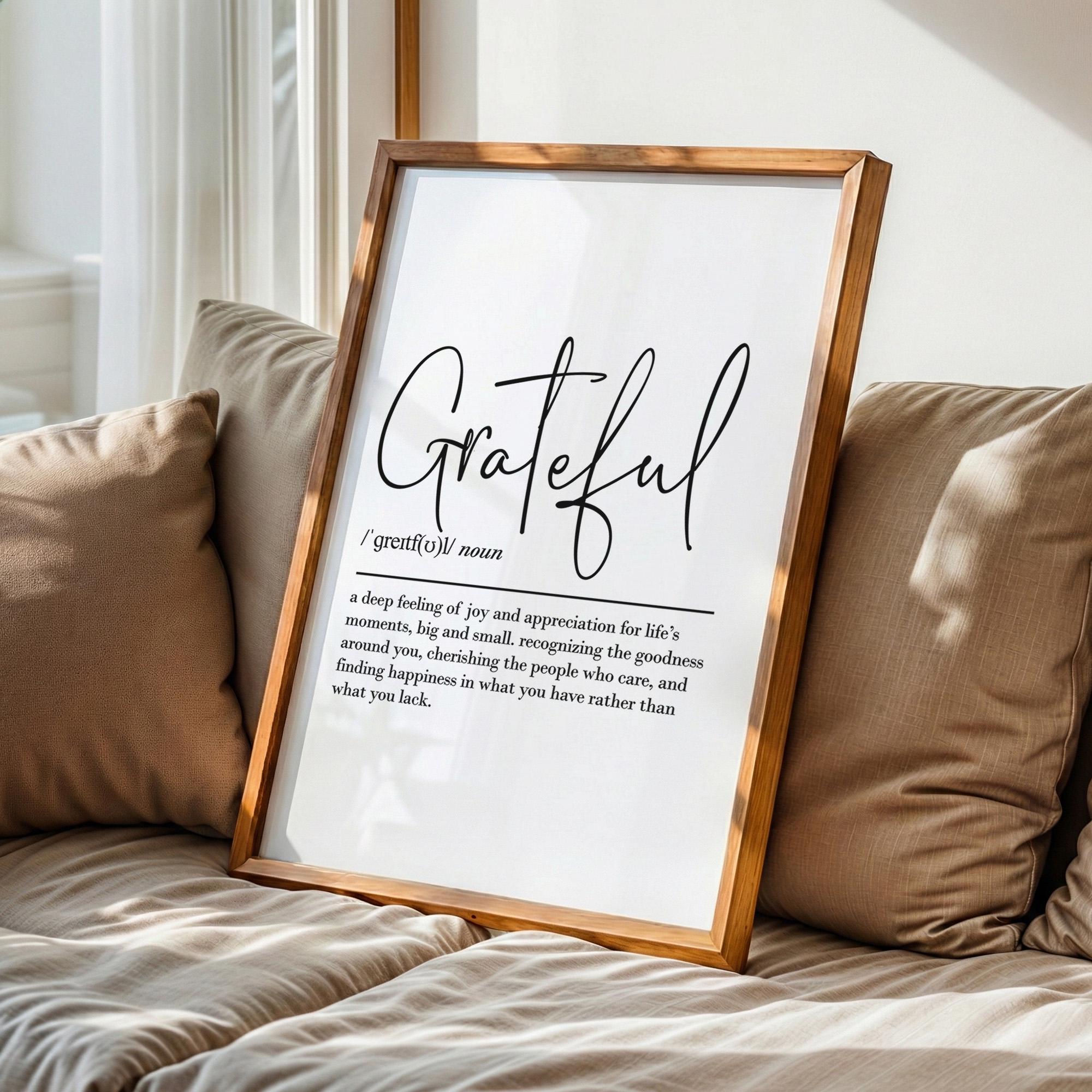 Grateful Definition, Printable Wall Art, Digital Download, Thank You ...