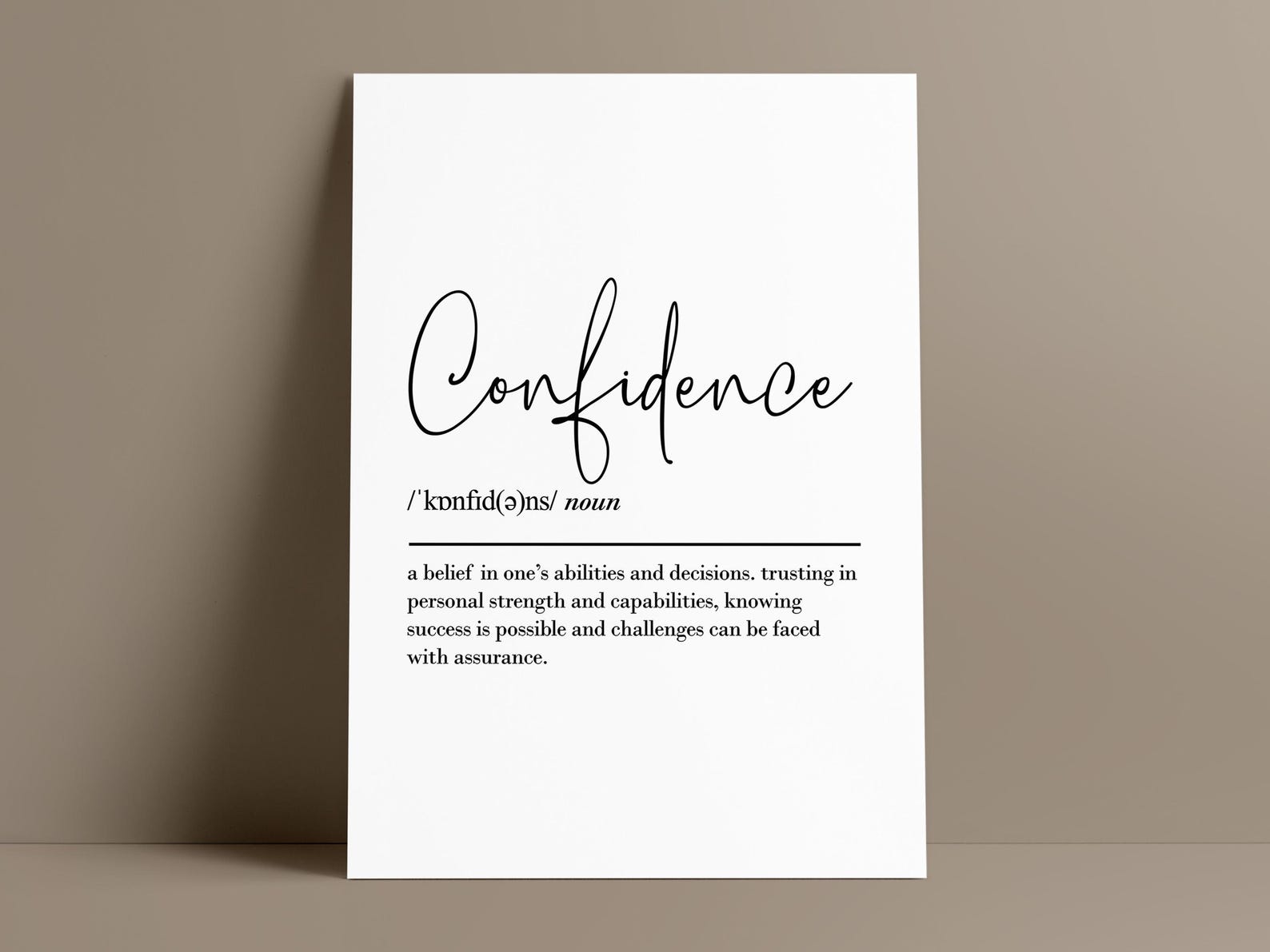 Confidence Definition, Printable Wall Art, Digital Download, Confidence ...