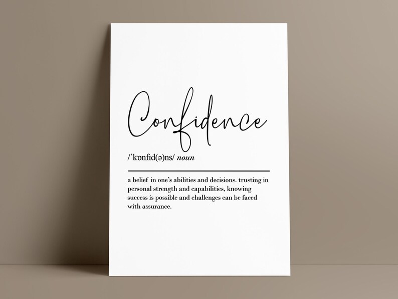 Confidence Definition, Printable Wall Art, Digital Download, Confidence ...