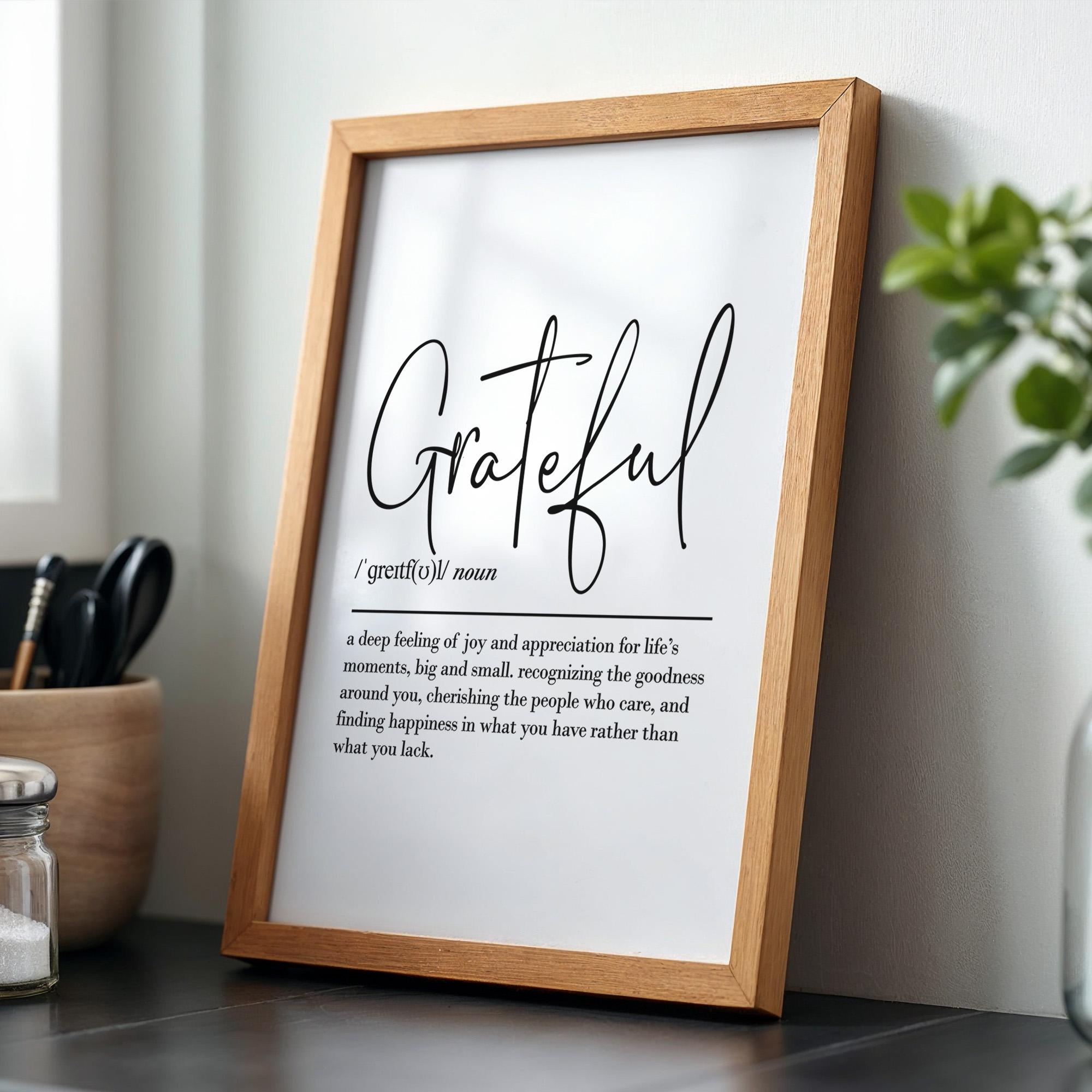Grateful Definition, Printable Wall Art, Digital Download, Thank You ...