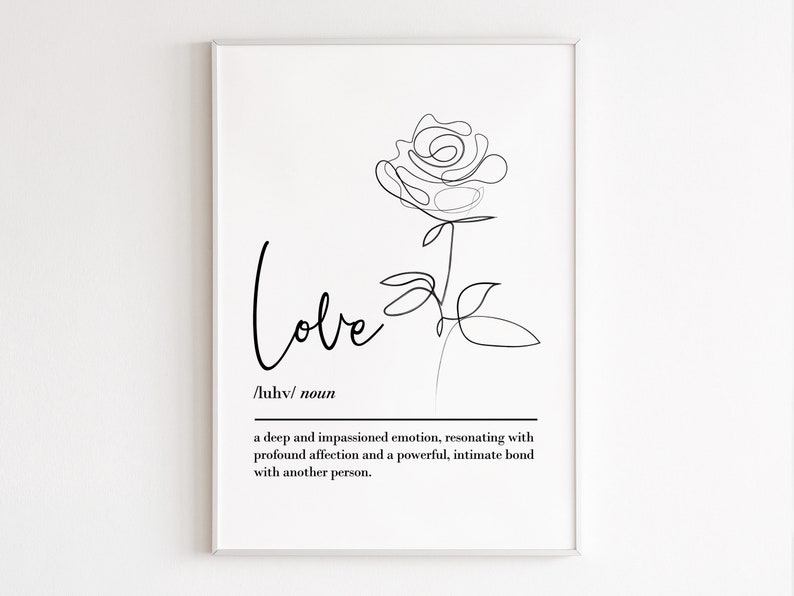 Love Definition, Printable Wall Art, Digital Download, Love Quotes ...