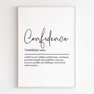 Confidence Definition, Printable Wall Art, Digital Download, Confidence ...