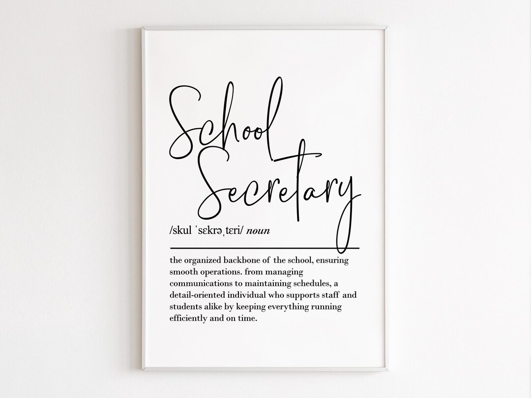 School Secretary Definition, Printable Wall Art, Digital Download ...