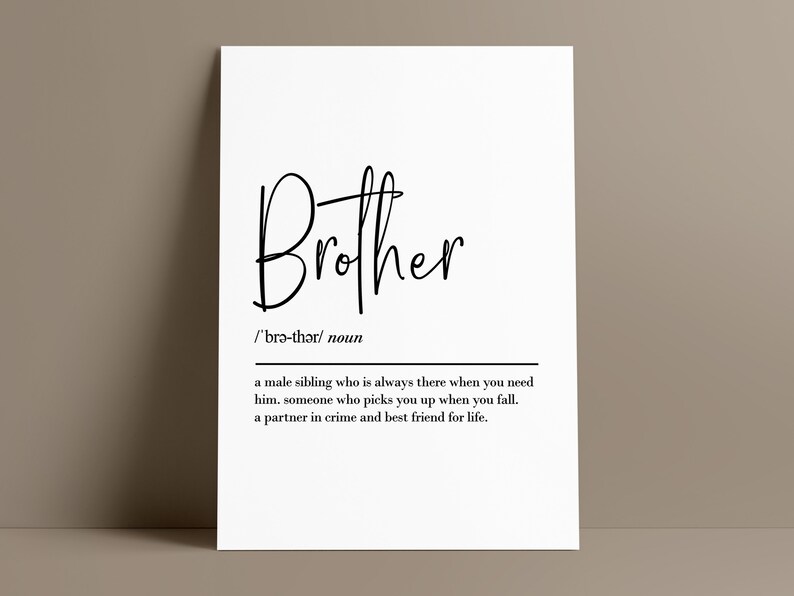 Brother Definition, Printable Wall Art, Digital Download, Brother Gift ...