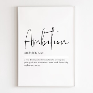 Ambition Definition, Printable Wall Art, Digital Download, French ...