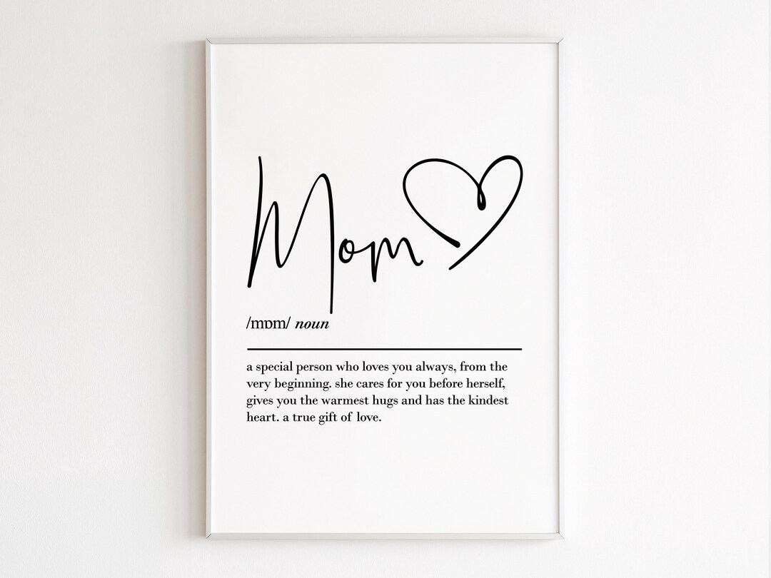 Mom Definition, Printable Wall Art, Digital Download, Mom Gift, Mom ...