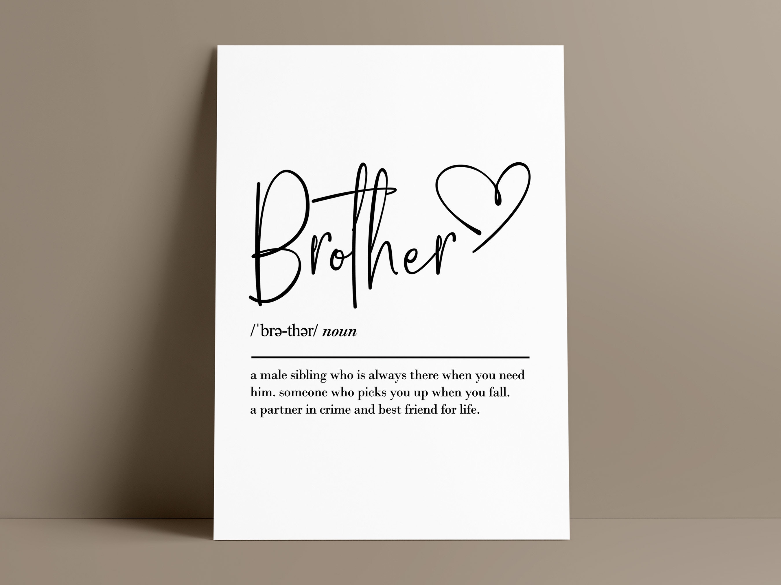 Brother Definition, Printable Wall Art, Digital Download, Brother Gift ...
