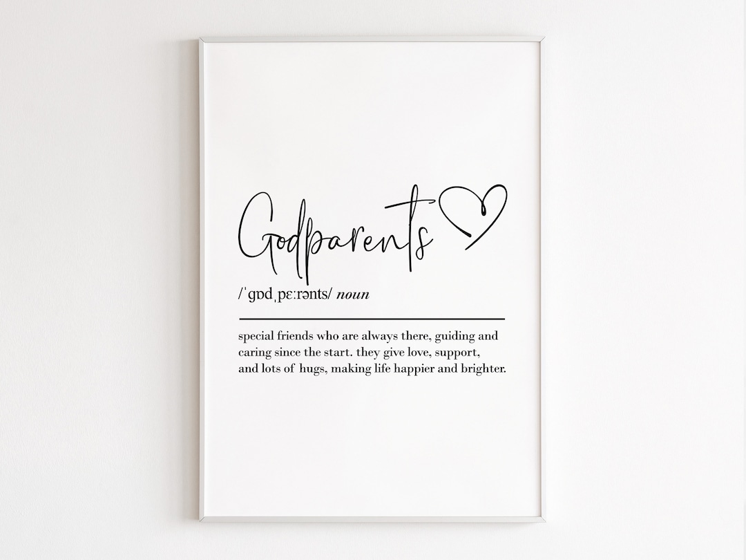 Godparents Definition, Printable Wall Art, Digital Download, Godparents ...