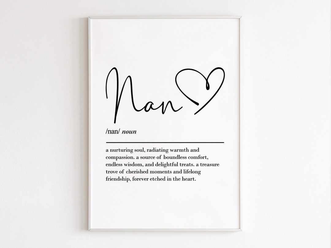 Nan Definition, Printable Wall Art, Digital Download, Nannie Gifts ...