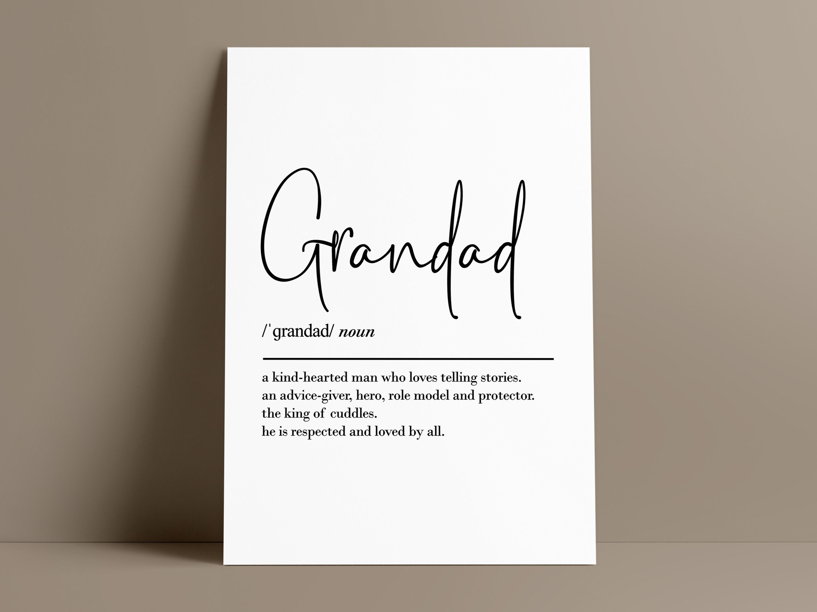 Grandad Definition, Printable Wall Art, Digital Download, Grandad Gift ...