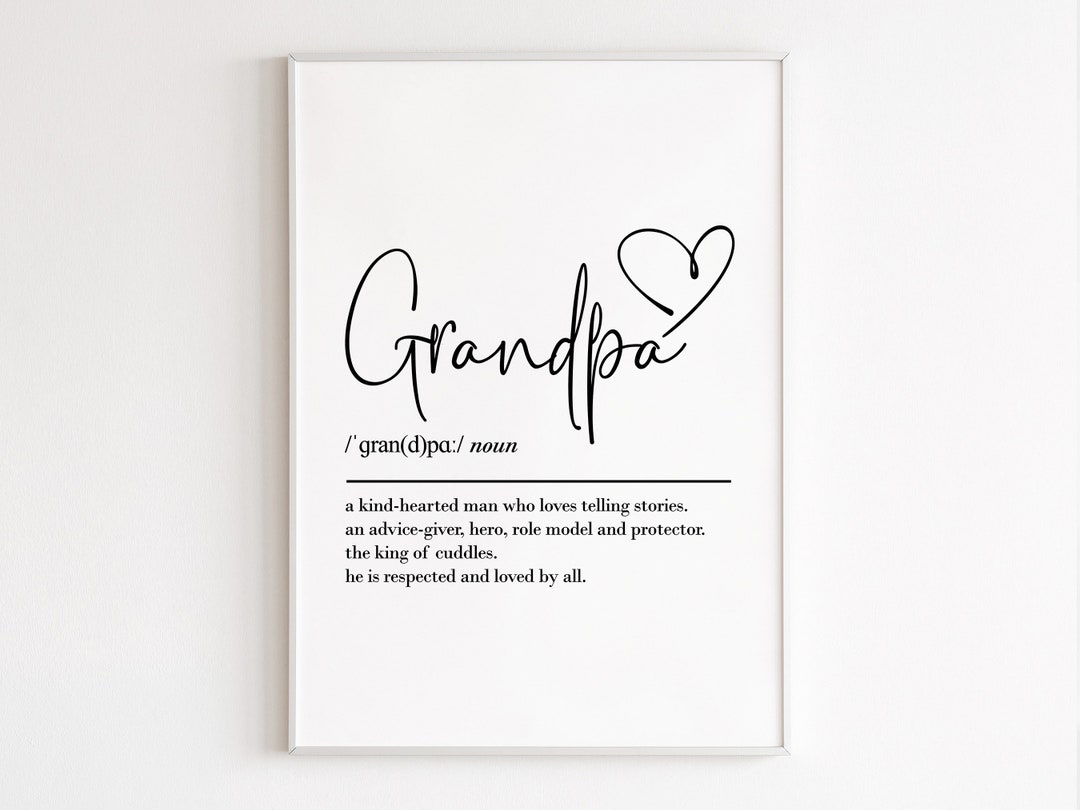 Grandpa Definition, Printable Wall Art, Digital Download, Grandpa Gift ...