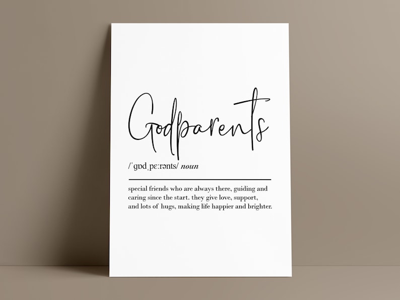 Godparents Definition, Printable Wall Art, Digital Download, Godparents ...