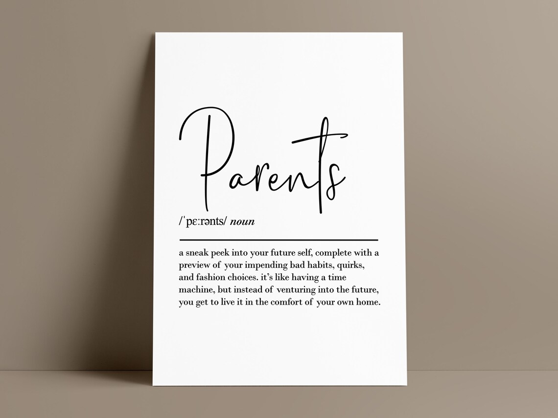 Parents Definition Print, Printable Wall Art, Digital Download, Parents ...
