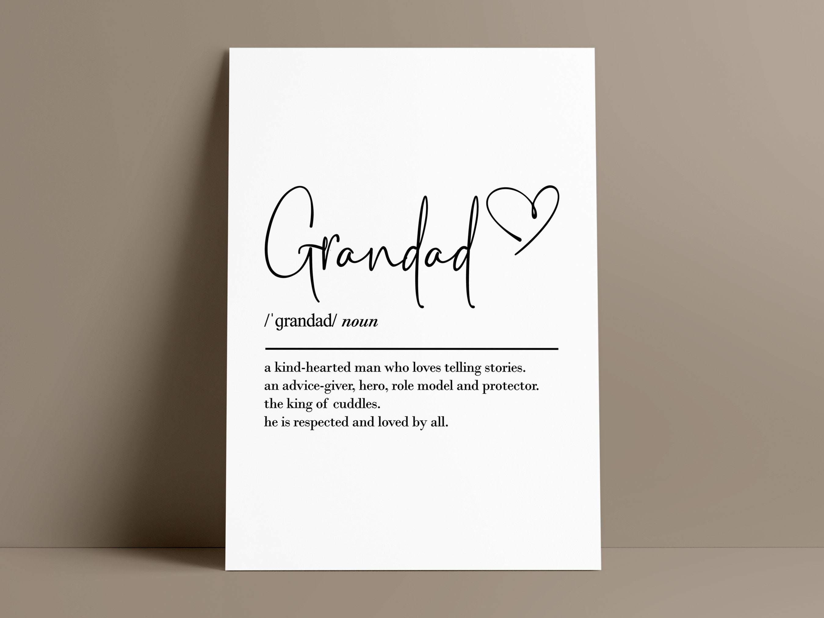 Grandad Definition, Printable Wall Art, Digital Download, Grandad Gift ...
