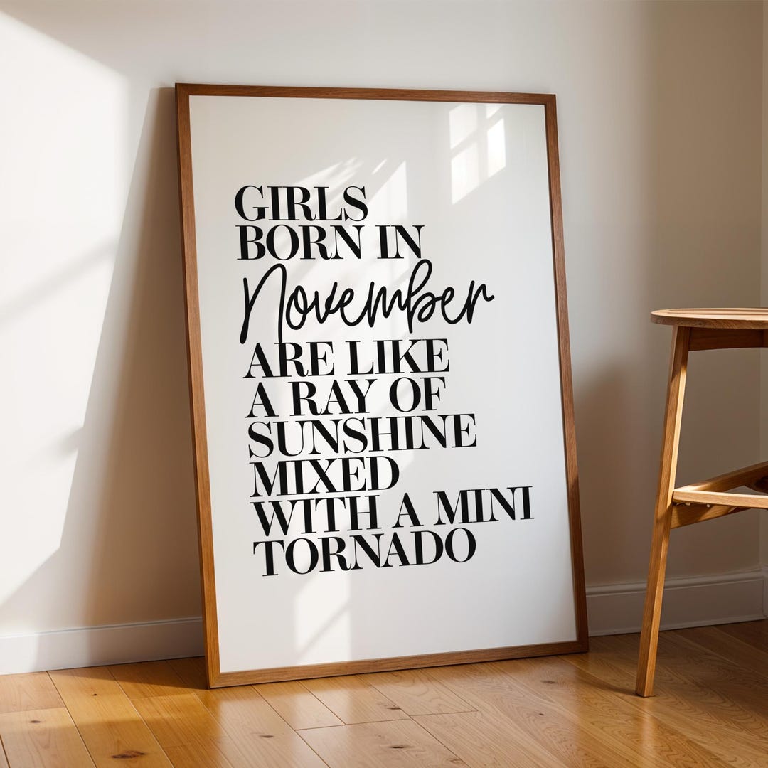 Girls Born in November, Printable Wall Art, Digital Download, Birthday ...