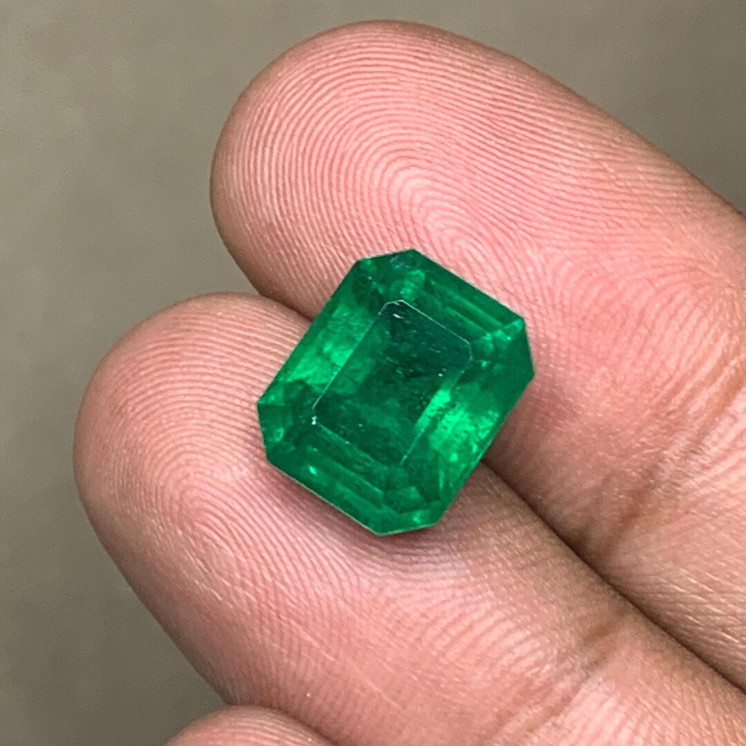 AAA Emerald Cut Gemstone Genuine Emerald Green Polished Stone 6 Ct - Etsy