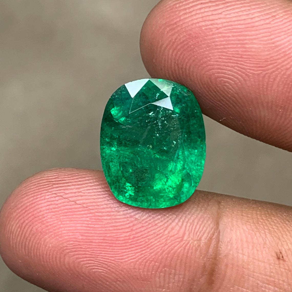 Zambian Emerald Gemstone: 9.5ct AAA Green Cushion Cut - Etsy