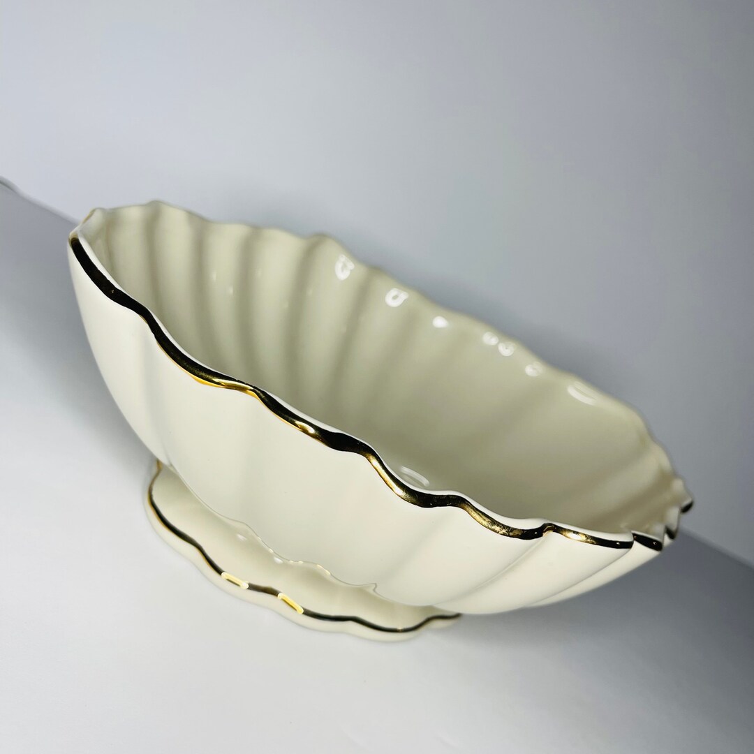 Vintage Ceramic Bowl Teleflora Ribbed Shell Scalloped With - Etsy