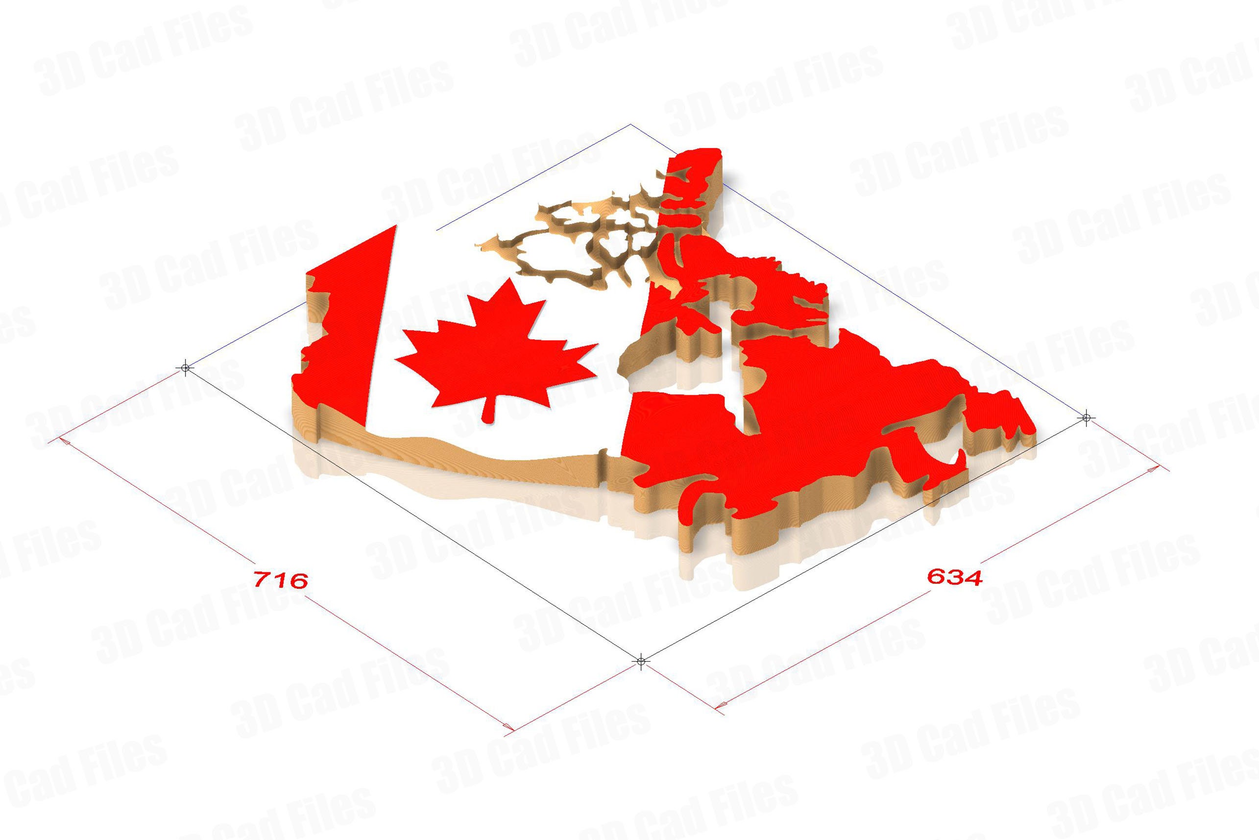 Canada Flag Waving 3d CNC CNC Plan DIY Step Iges Dwg - Etsy