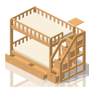 Bunk Super Single Bed Plans Multifunctional - Full Plan - Digital ...
