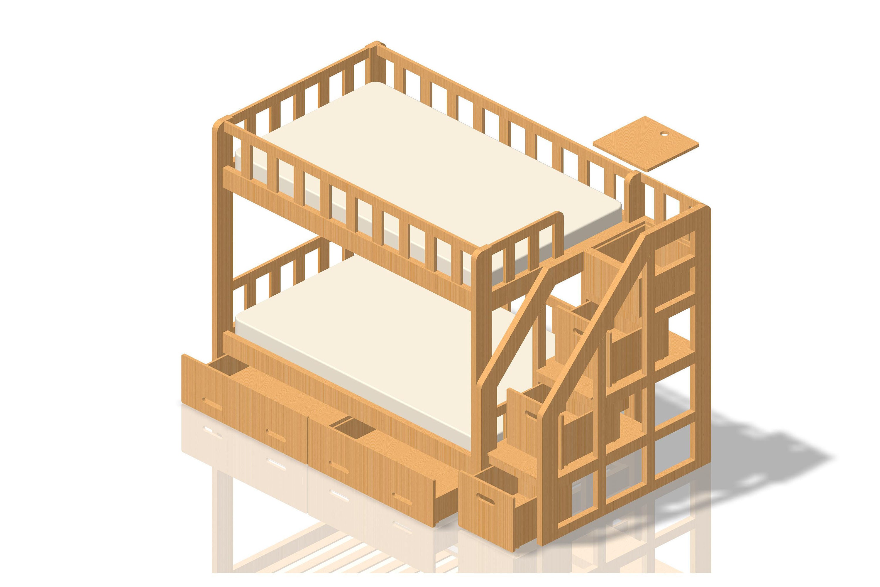 Bunk Super Single Bed Plans Multifunctional Full Plan - Etsy