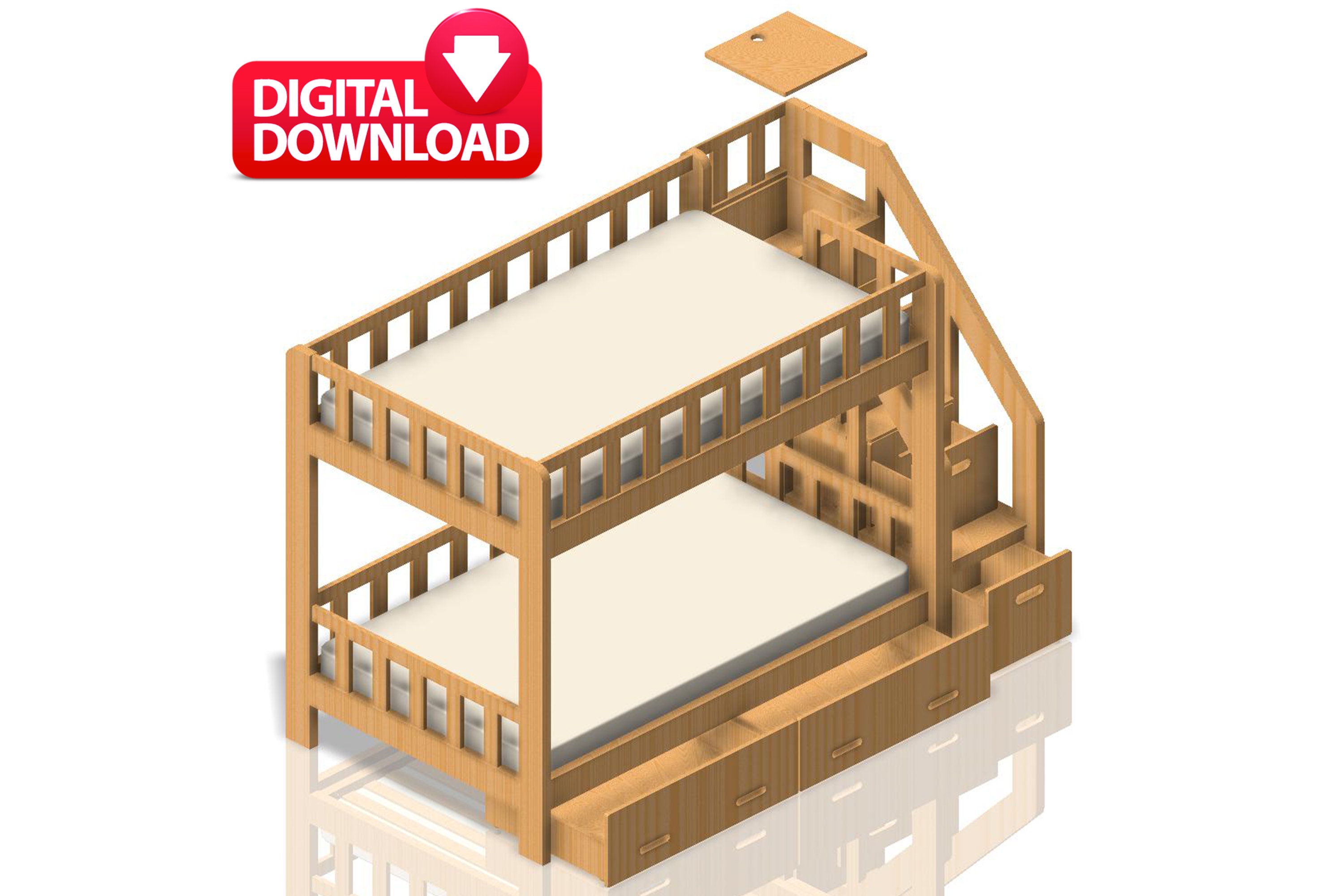 Bunk Super Single Bed Plans Multifunctional - Full Plan - Digital ...