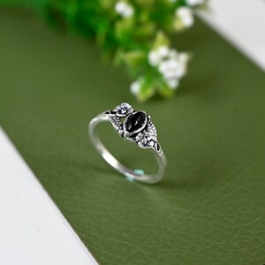 Black Obsidian Flower Ring: Sterling Silver Daisy Floral Jewelry - Etsy