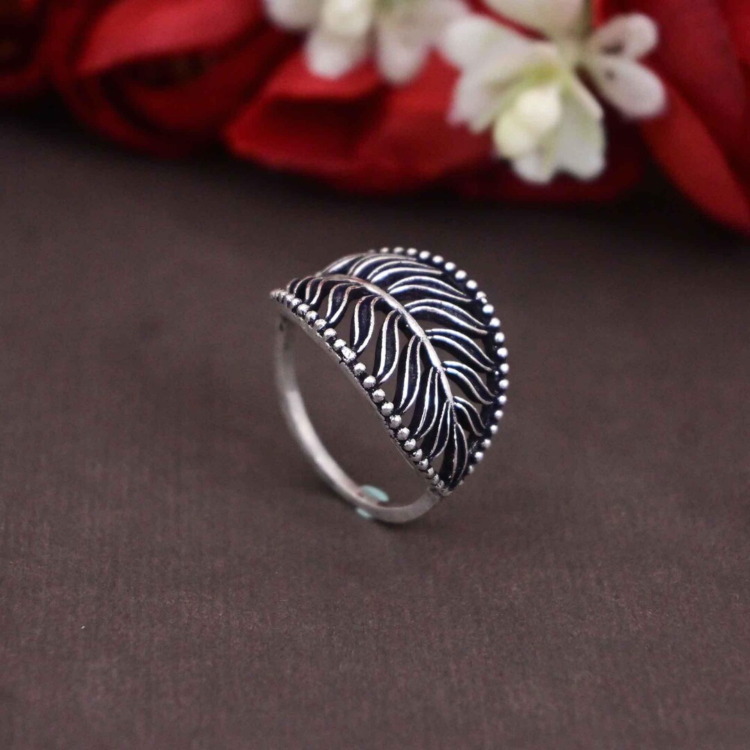 Monstera Leaf Ring Gold Accent, 925 Silver - Etsy