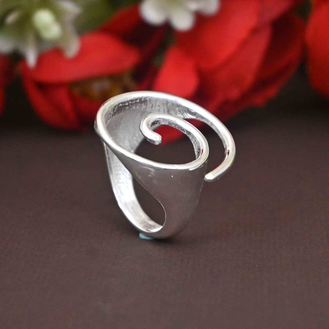 Silver Spiral Ring: Handmade Dainty Boho Swirl Ring - Etsy