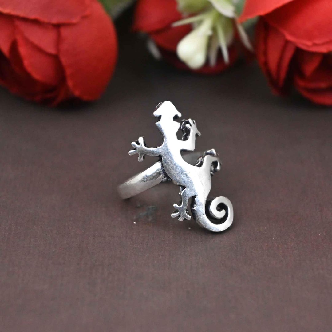 Lizard Ring, Sterling Silver Gecko Ring, Silver Lizard Ring, Lizard ...