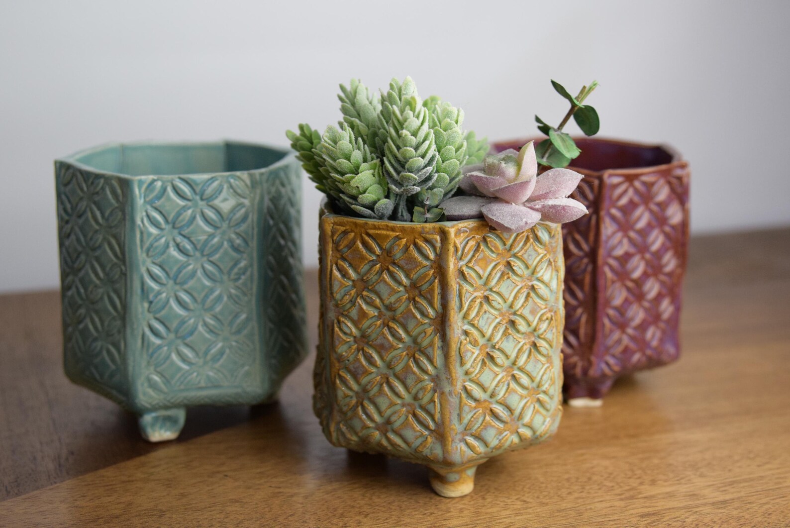 Handbuilt Slab Built Ceramic Flower Planter for Succulents or Small ...