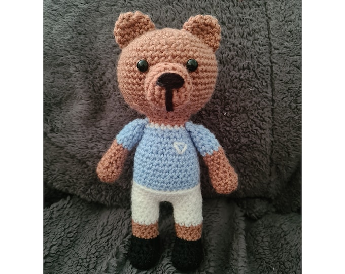 Crochet Manchester City Teddy Bear, Customisable Football Team Gift ...