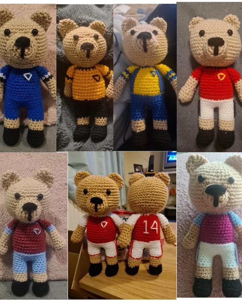 Crochet Football Teddy Bear Customisable Football Team Gift Premier ...