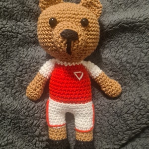 Crochet Arsenal Teddy Bear, Customisable Arsenal Football Team Gift ...